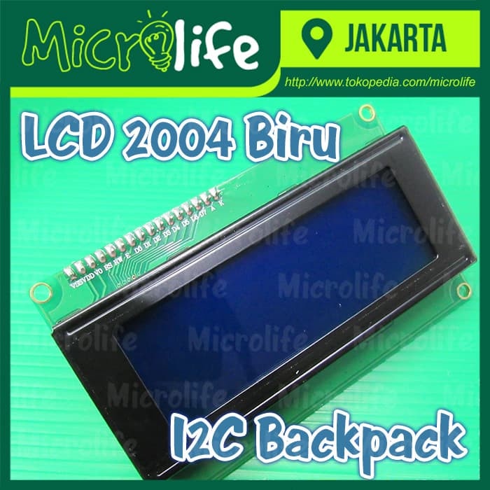Jual bRD04s Lcd 2004 20X4 Blue Display Module + I2C Backpack Layar Biru ...