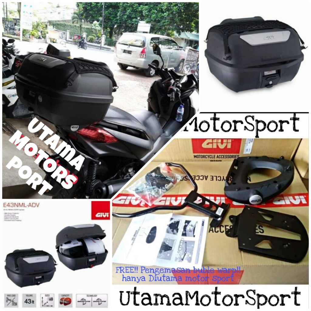 Jual Paketan Box Motor Touring Yamaha XMAX-250/300 Original Givi E43NML-ADV + Bracket Box XMAX ...