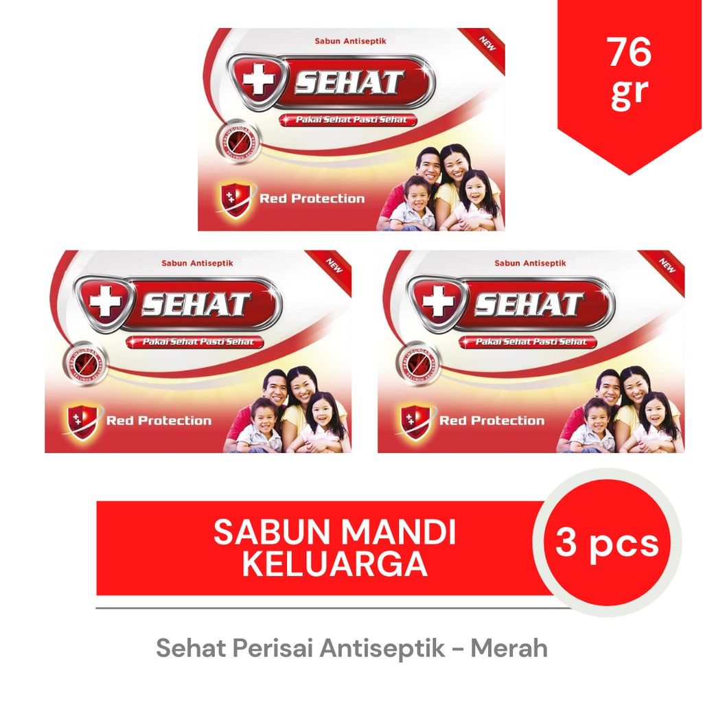 Sehat Perisai 80Gr Sabun Mandi Keluarga Antiseptik 3Pcs Merah | Shopee ...