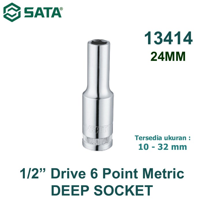 Jual Socket Dalam 1/2" inch DEEP SOCKET 24 MM DR.6PT 13414 SATA TOOLS | Shopee Indonesia