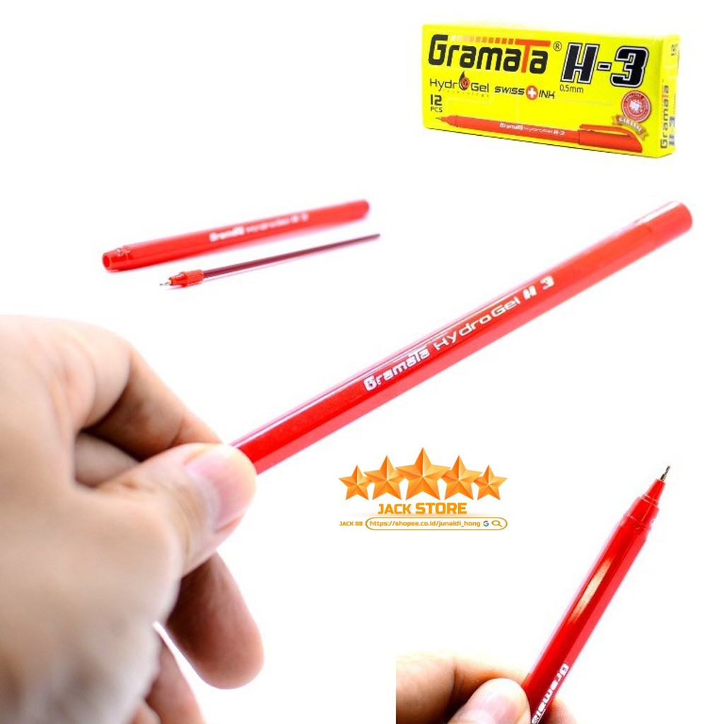 Jual 12 pcs pulpen tinta merah gramata 1 lusin sekotak | Shopee Indonesia