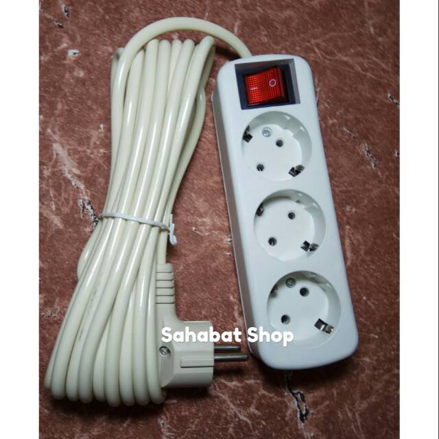 Jual Stopkontak kabel roll 5meter 3lubang colokan terminal kuningan SNI ...
