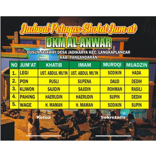 Jual Banner Jadwal Khatib Jumat dan Struktur Organisas | Shopee Indonesia