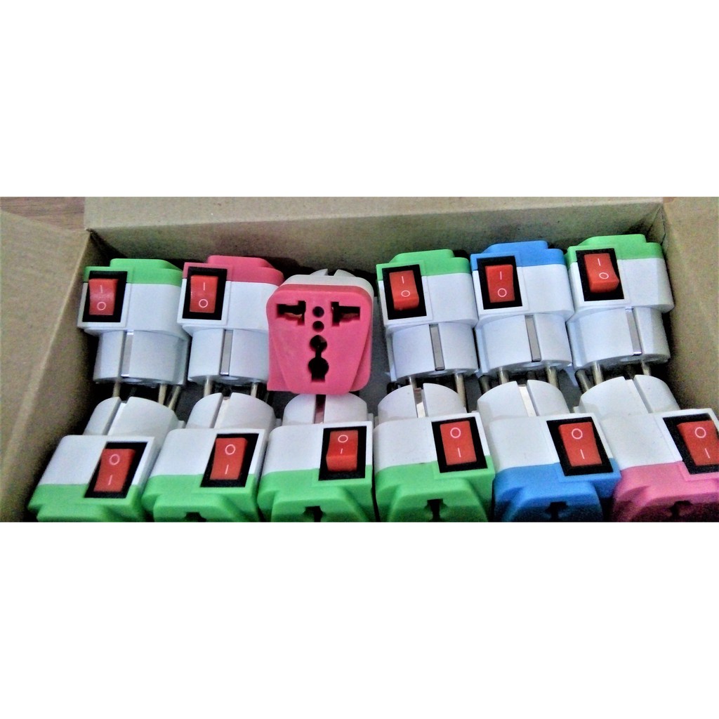 Jual Over Steker Plus Saklar/ Over Steker / Steker Warna Warni 3 Kaki ...