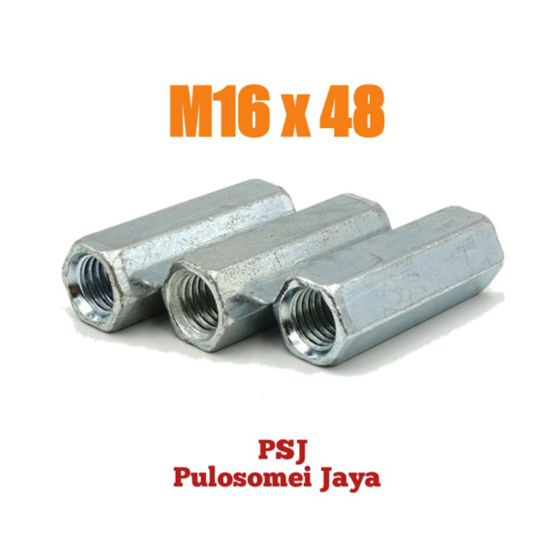 Jual Long Nut M16 / Mur Panjang M16 x 48 MM / Galvanis Putih | Shopee ...