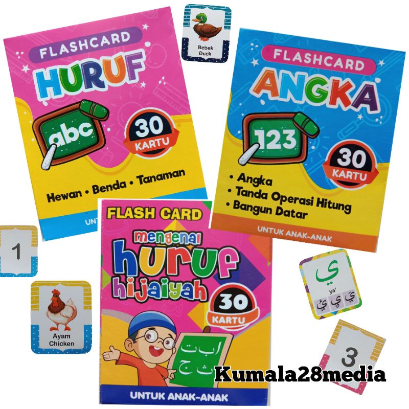 Jual Flash Card Kartu Untuk Anak Megenal Huruf Angka dan Huruf Hijaiyah ...