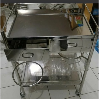 Jual Trolley Dressing 2 Rak + Tiang Infus Stainless Steel - Troli ...