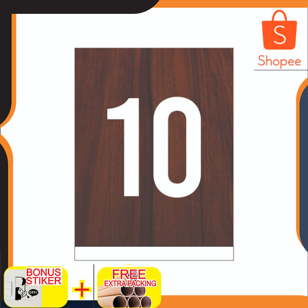 Jual nomor meja makan - nomor meja cafe - sign angka meja - Cokelat ...