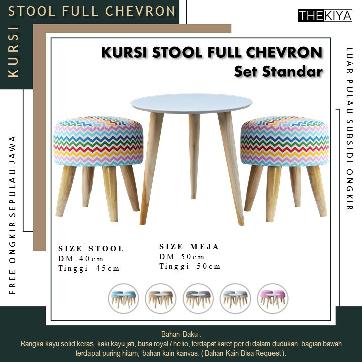 Jual Stool Set 2 Kursi & 1 Meja Motif Chevron Edition Sofa Bulat FREE ...