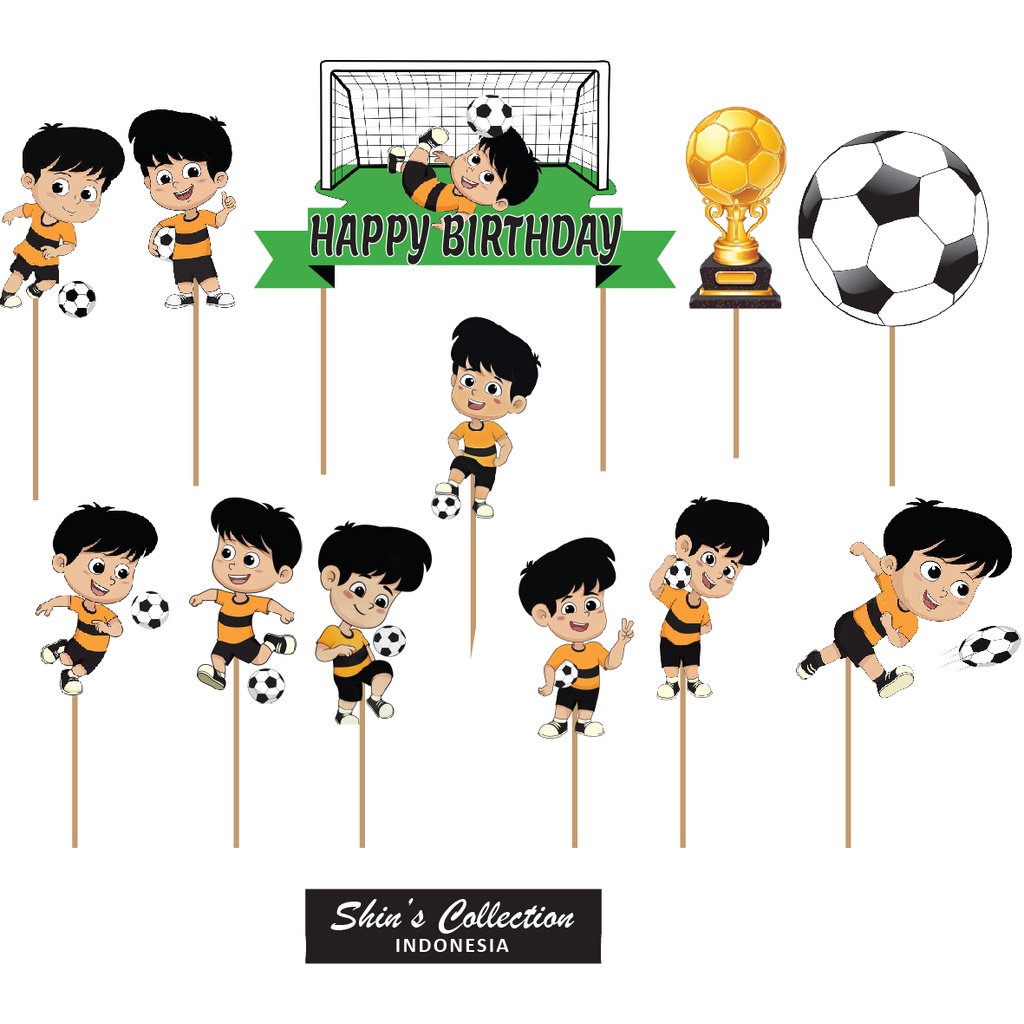 Jual Cake topper soccer sepak bola cartoon set isi 12 pc Indonesia ...