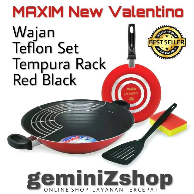 Jual MAXIM New Valentino Wajan Teflon Set - Red Black | Shopee Indonesia