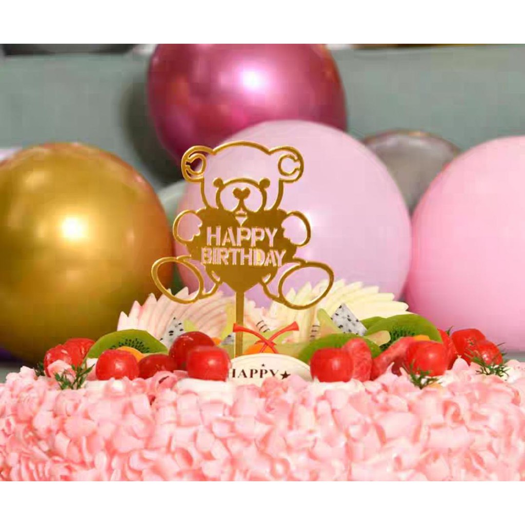 Jual CAKE TOPPER HAPPY BIRTHDAY AKRILIK MOTIF BERUANG 10 / HIASAN KUE ...