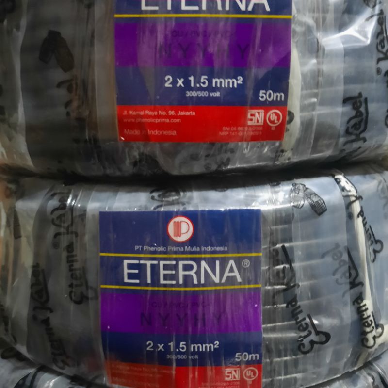 Jual Kabel eterna 2x1,5 serabut NYYHY serabut hitam 50M | Shopee Indonesia