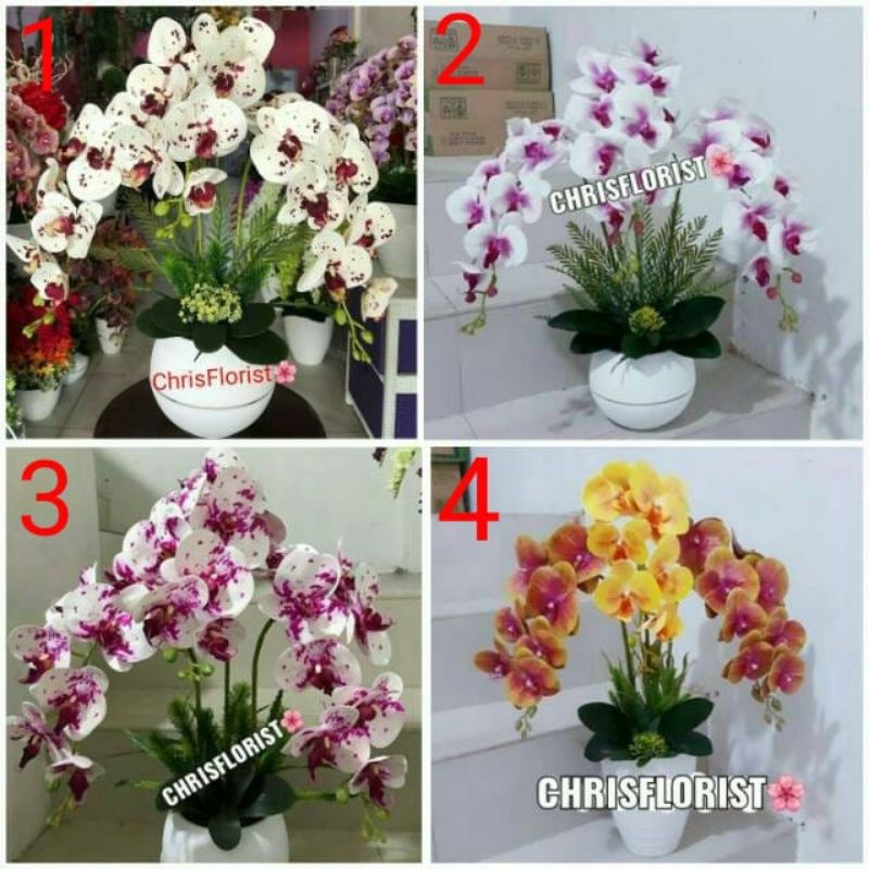 Jual Rangkaian Bunga Anggrek Latex Plastik Palsu Buatan Plastic ...