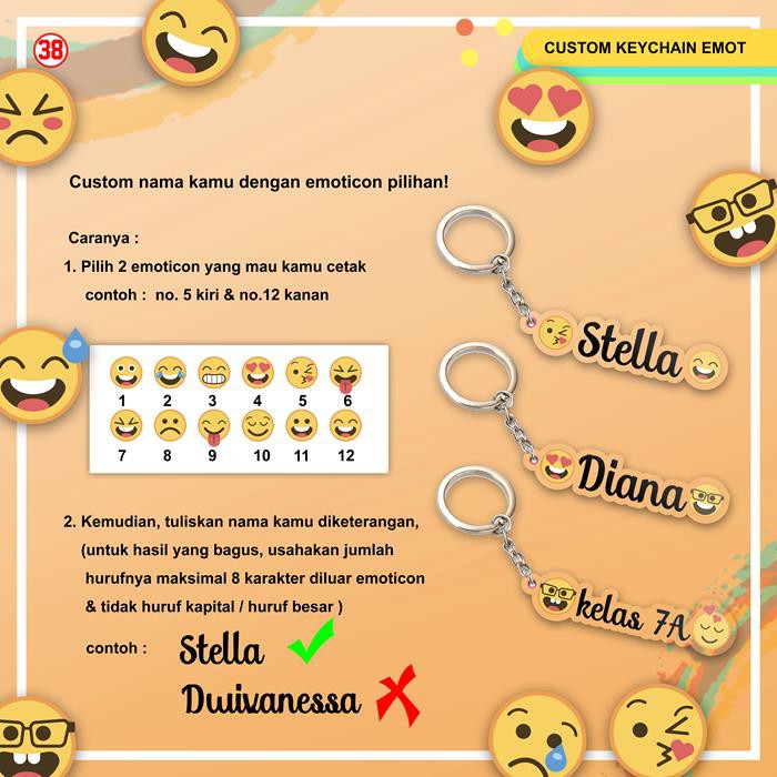 Jual CUSTOM GANTUNGAN KUNCI NAMA EMOTICON - EMOJI | Shopee Indonesia