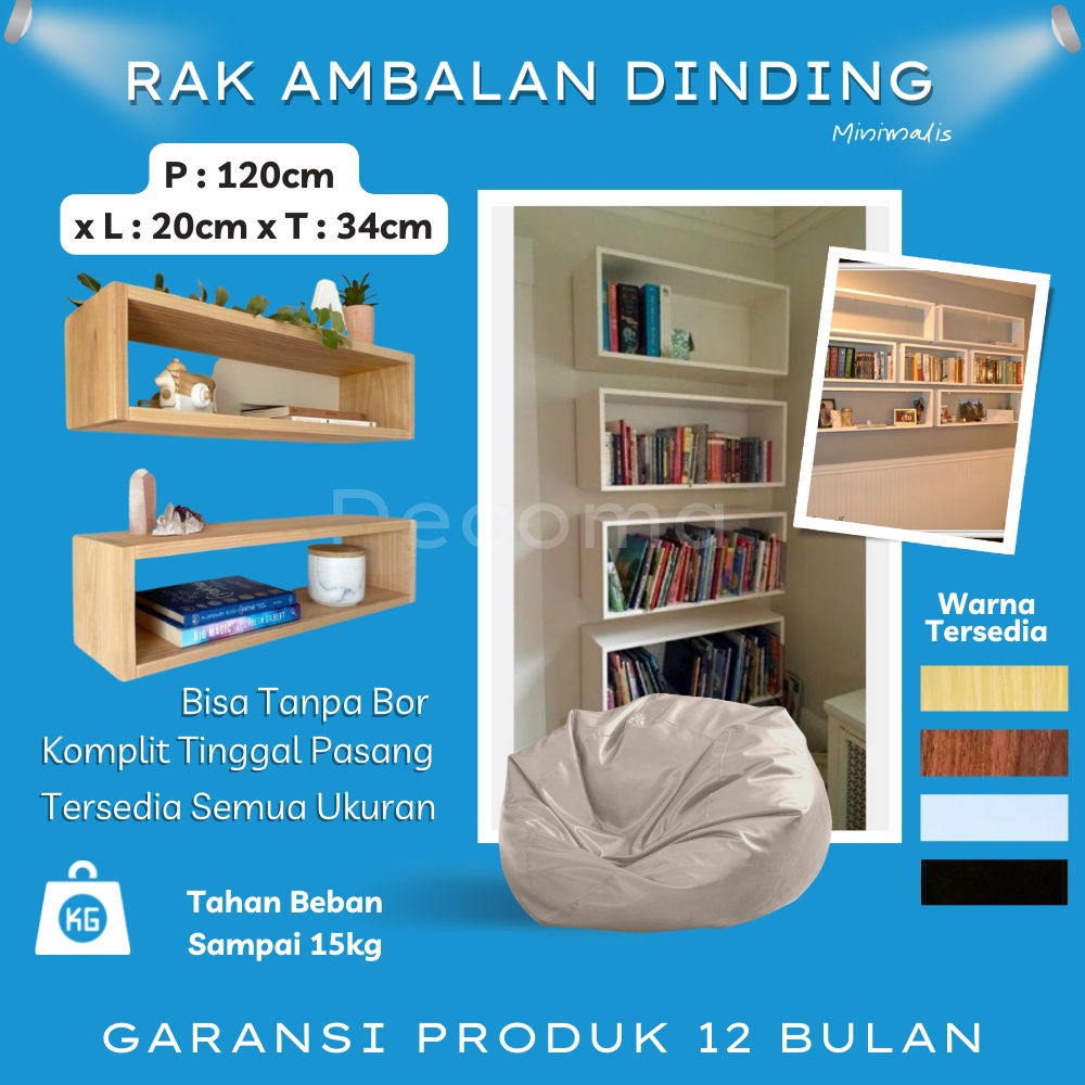Jual Ambalan Rak Dinding Persegi Panjang Kotak Kubus Minimalis Hiasan ...