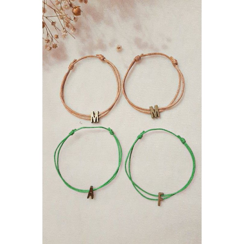 INITIAL BRACELET / GELANG INISIAL HURUF SLIDE BRONZE | Shopee Indonesia
