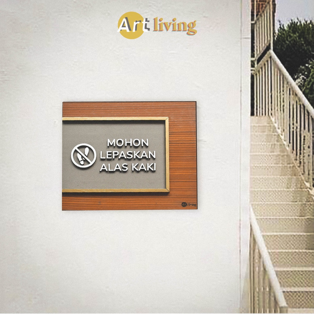 Jual Artliving Sign Mohon Lepas Alas Kaki Bahan Kayu Industrial Wood ...