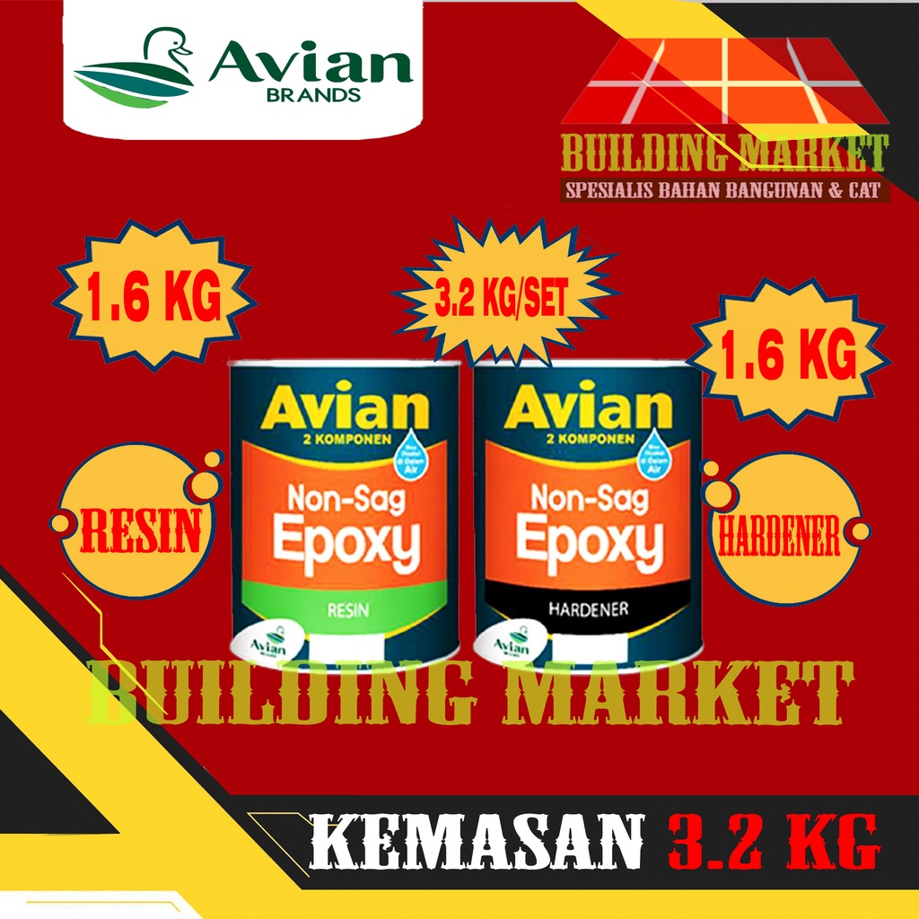 Jual LEM EPOXY AVIAN NON SAG EPOXY AVIAN 2 KOMPONEN NON-SAG (A+B) 3.2 KG | Shopee Indonesia