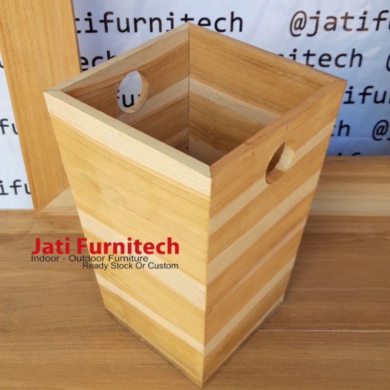 Jual Tempat Sampah Kayu Jati // Harga Mentah Belum Finishing | Shopee ...