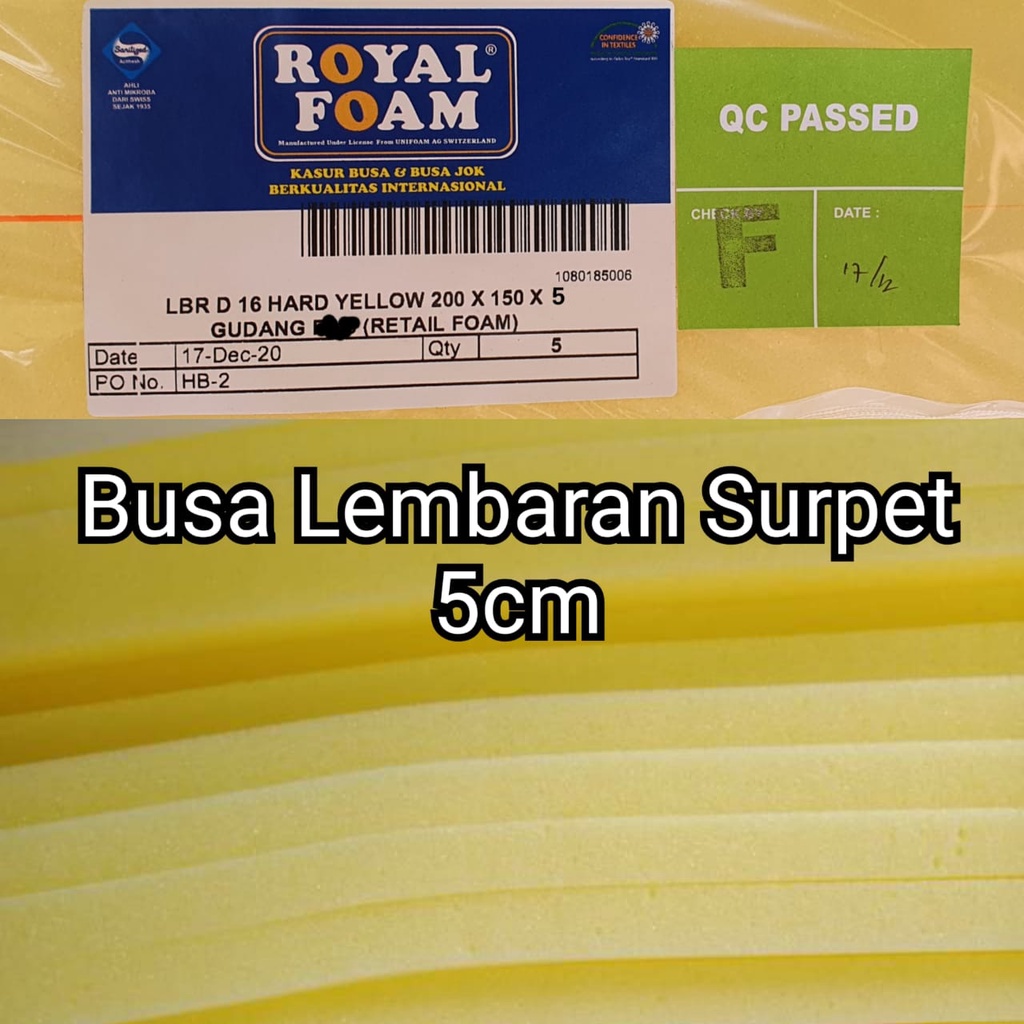BUSA ROYAL 5cm Lembaran 200x150cm Surpet/Kasur Yellow/Kuning Density ...