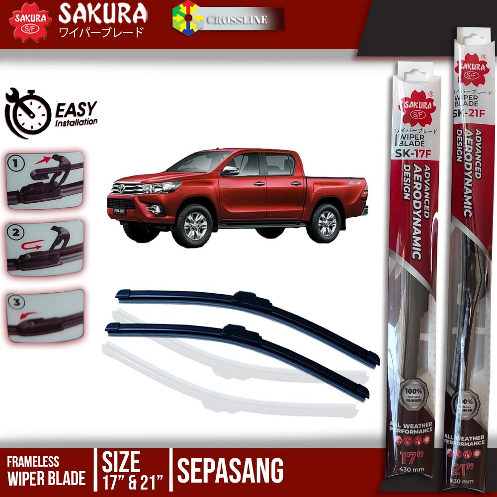 Jual Wiper Mobil Sakura Frameless Toyota Hilux 1 Set | Shopee Indonesia