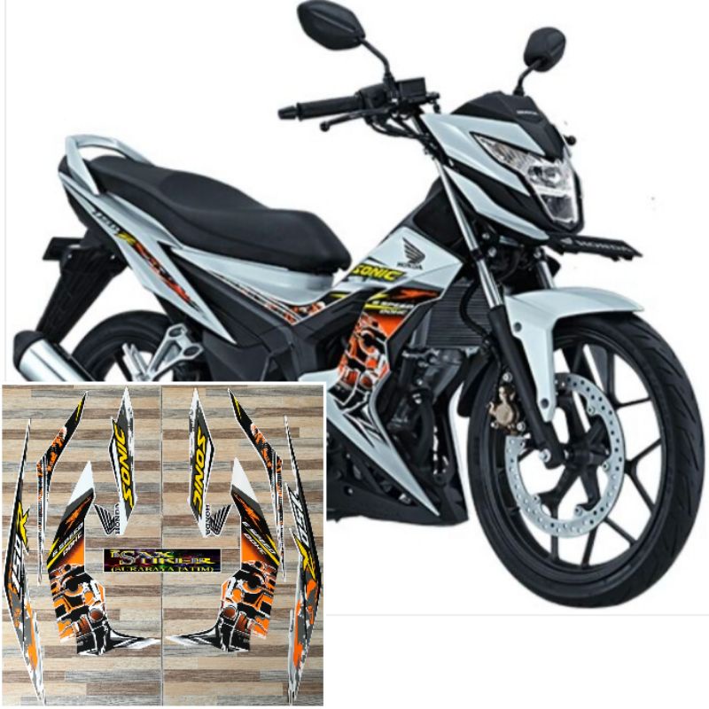 Jual striping original Honda Sonic 150 putih oren tahun 2015 2016 ...