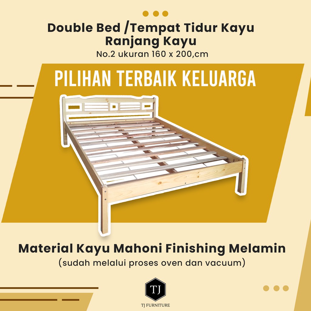 Jual Double bed /Tempat tidur kayu /Ranjang kayu No. 2 uk 160x200 ...