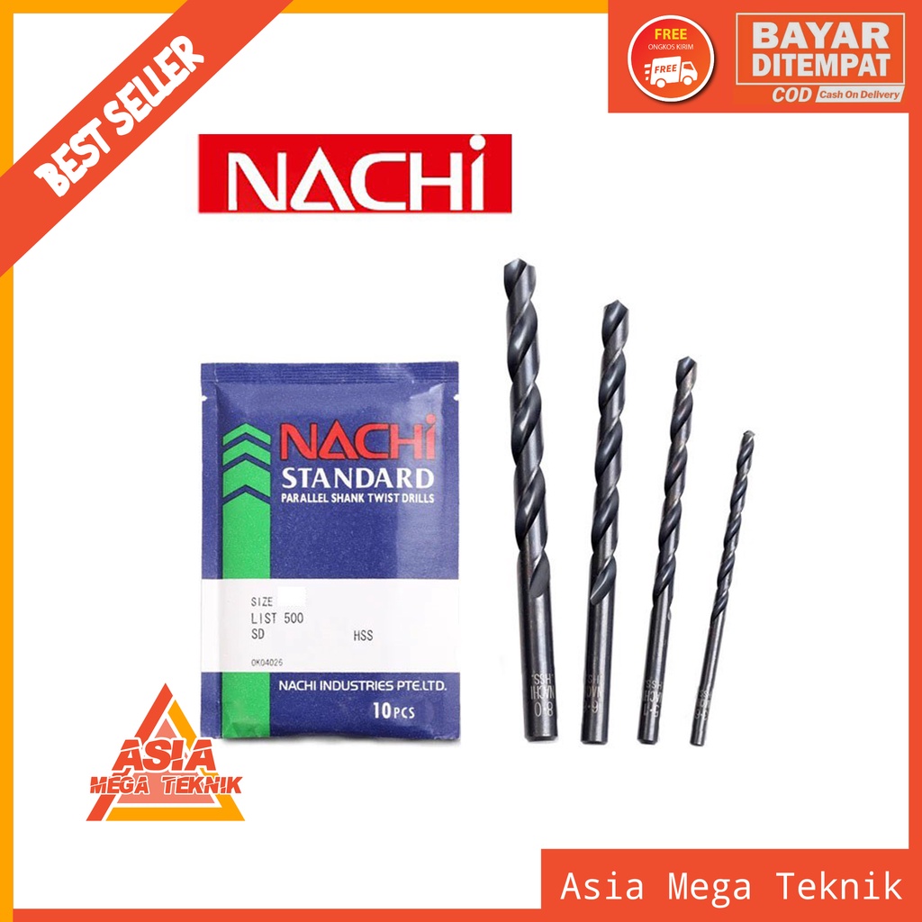 Jual NACHI mata bor besi eceran 3mm 4mm 4.5mm 5.5mm 6mm 7mm 8mm 10mm twist drill hss Original ...
