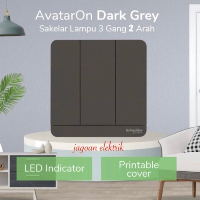 Jual Saklar Saklar 3 Gang 2 Arah Avatar On Dark Grey Schneider E83331 ...