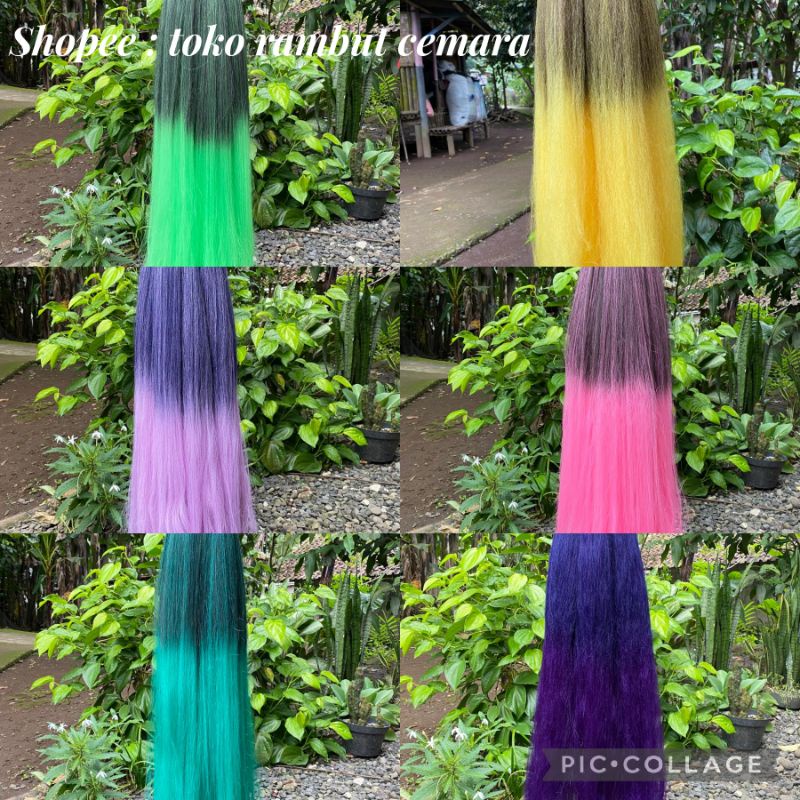Jual Rambut Sambung Cemara Ombre Mix Dua Warna terbuat dari serat ...