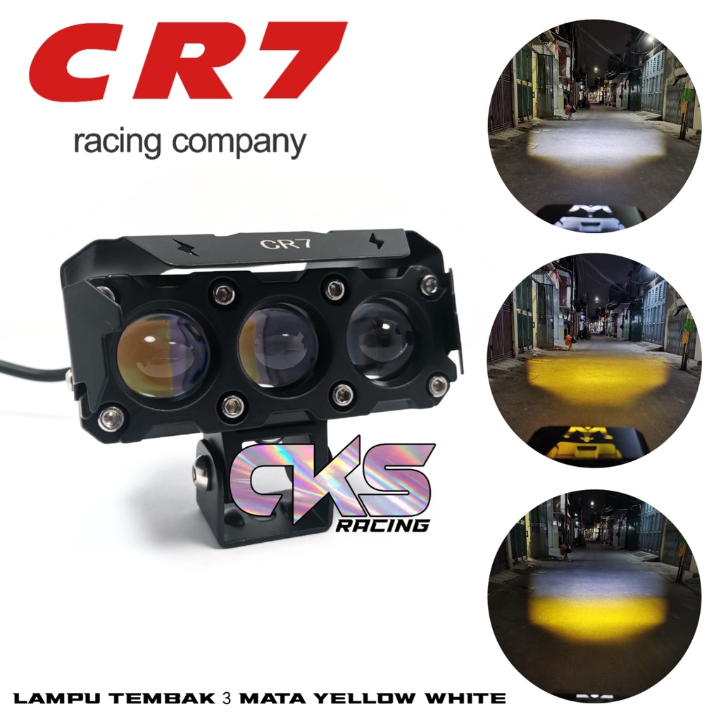 Jual LAMPU TEMBAK LED FOGLAMP CR7 SQL 3 MATA 30W HIGH LOW LASER GUN ...