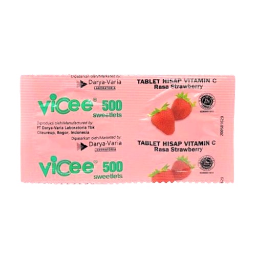 Jual VICEE VITAMIN C 500 TABLET HISAP RASA STRAWBERRY 2 TABLET/STRIP ...