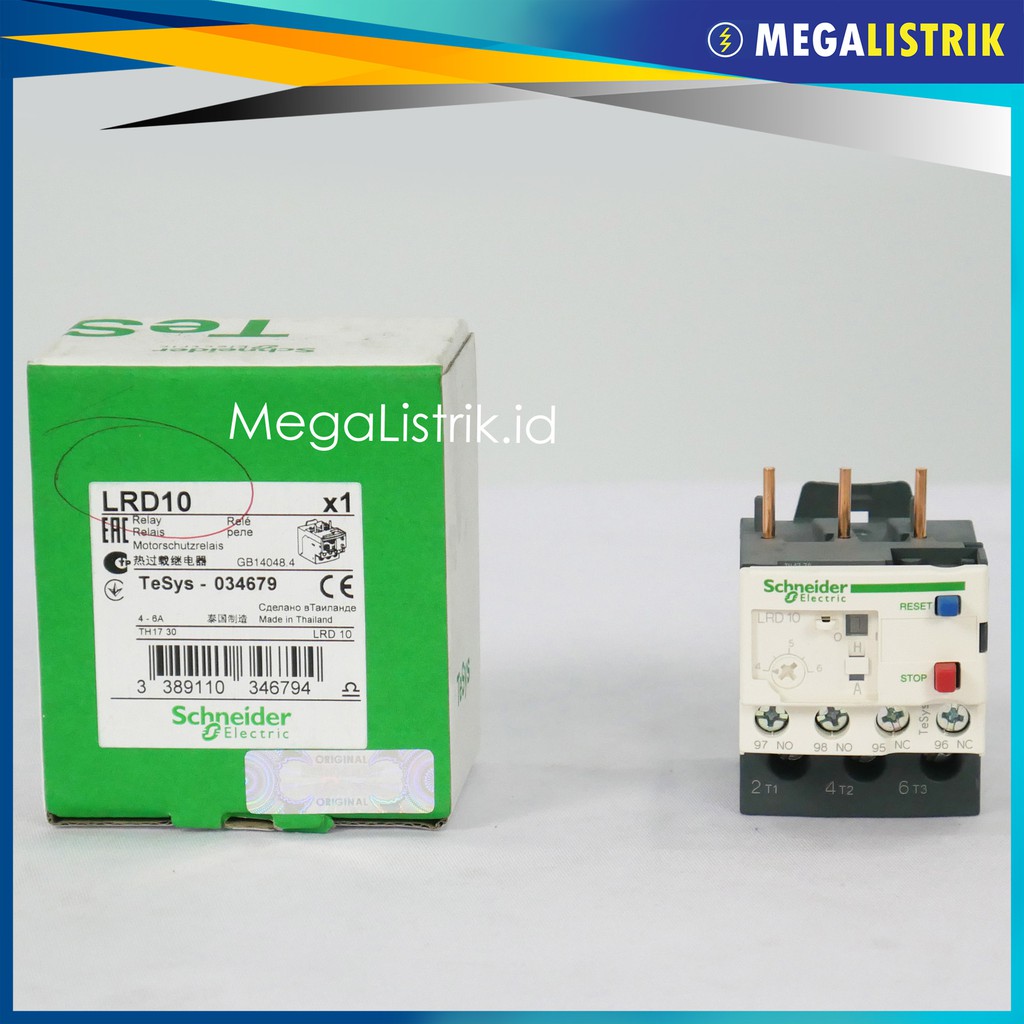 Jual SCHNEIDER LRD10 THERMAL OVERLOAD RELAY TESYS D / LRD-10 ( 4-6A ...