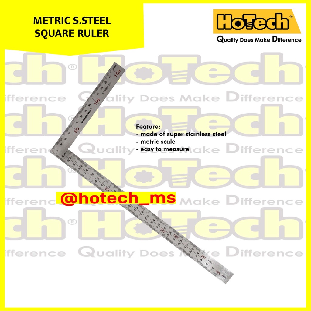 Jual Penggaris Siku Stainless 6" | Square Ruler Metric SS size 300 x ...