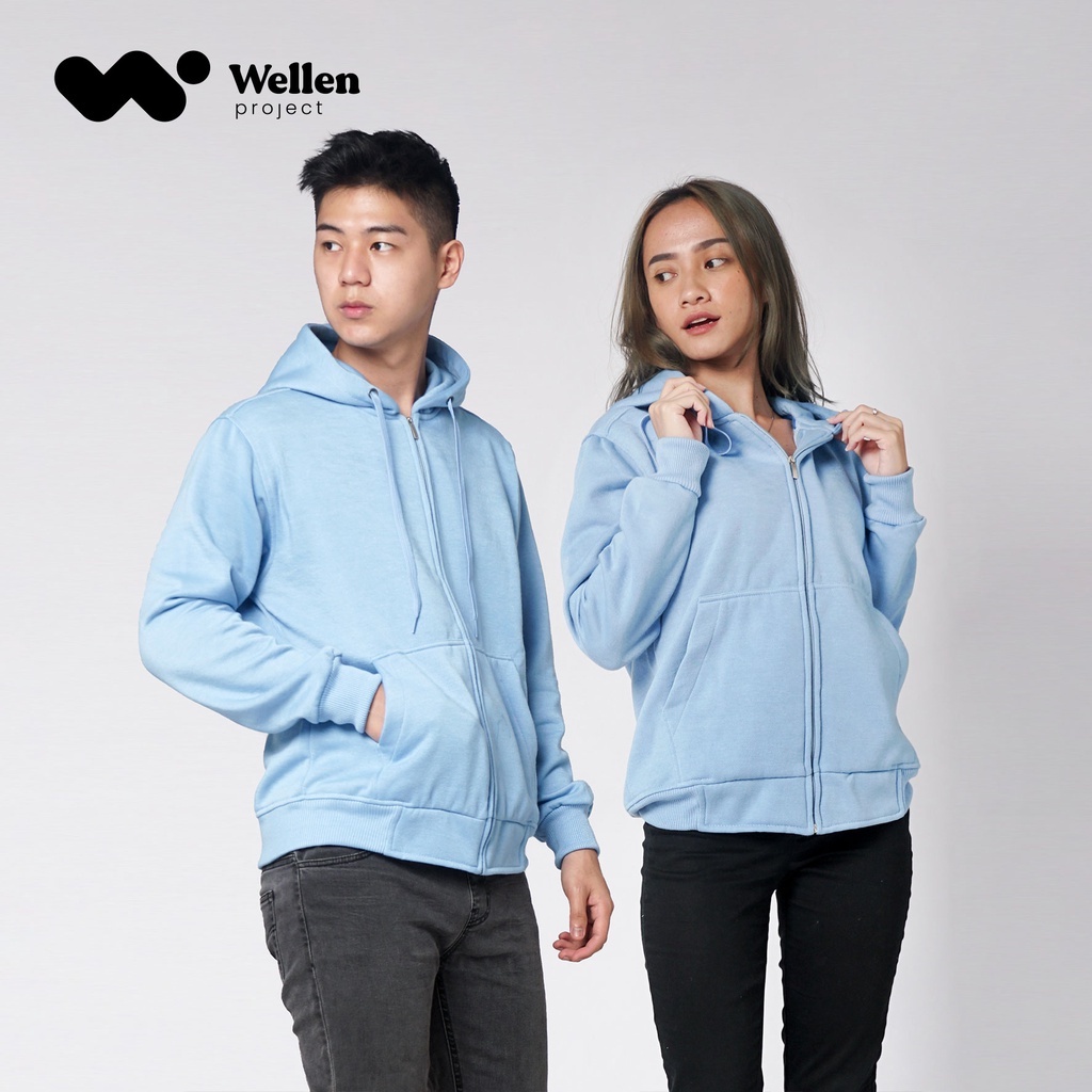 Jual WELLEN PROJECT Hoodie Zipper Steel Blue Jaket Sweater Resleting ...