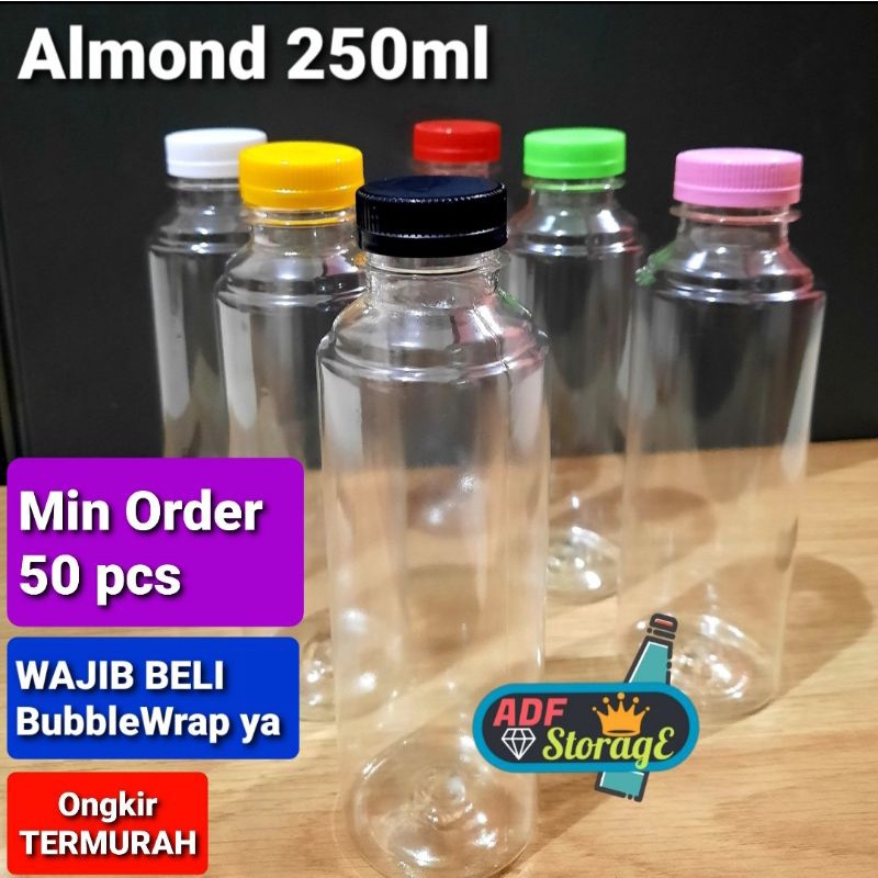 Jual Botol Almond 250ml / botol plastik kemasan almond 250 ml Indonesia ...
