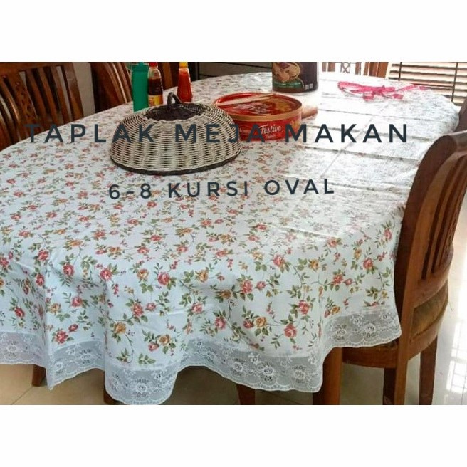 Jual TAPLAK MEJA MAKAN MEWAH PLASTIK ANTI AIR OVAL/PERSEGI 2 LAYER ...
