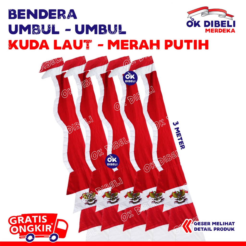 Jual PROMO Bendera Indonesia Umbul Umbul Merah Putih Mode Kuda Laut Umbul-Umbul Bendera Garuda ...