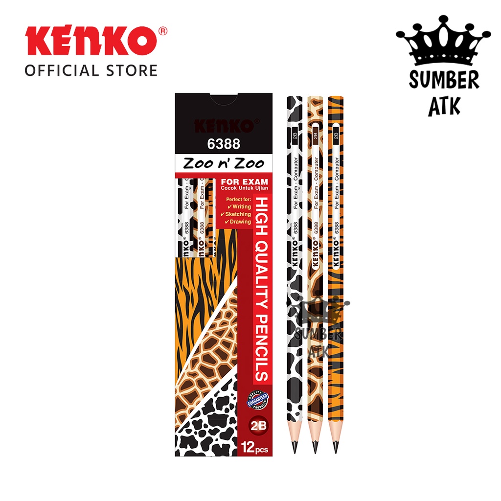 Jual KENKO PENCIL / PENSIL / PENSIL RAUT / PENSIL BATANG 2B-6388 Zoo N Zoo 1 Lusin / 12 PCS ...