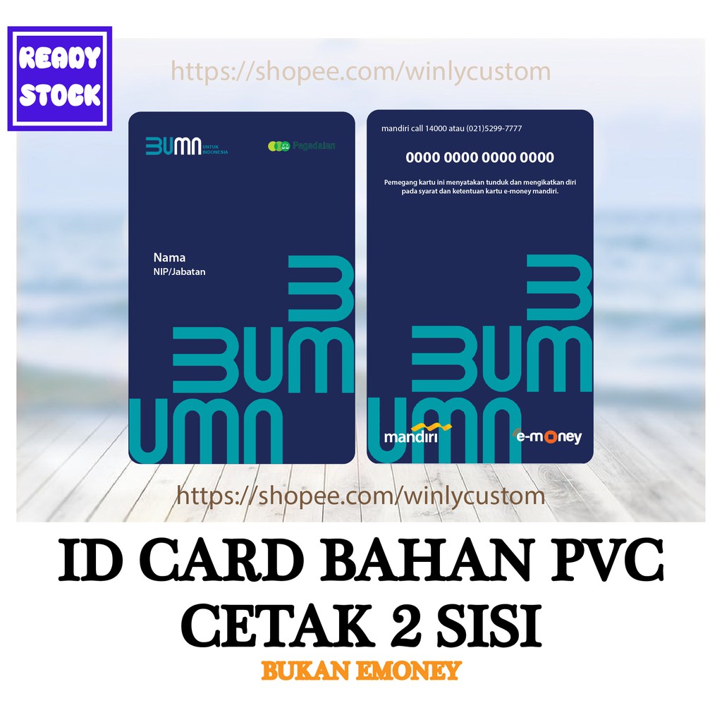 Jual CUSTOM KARTU PVC DESIGN ID CARD PEGADAIAN BUMN TERBARU BAHAN PVC ...