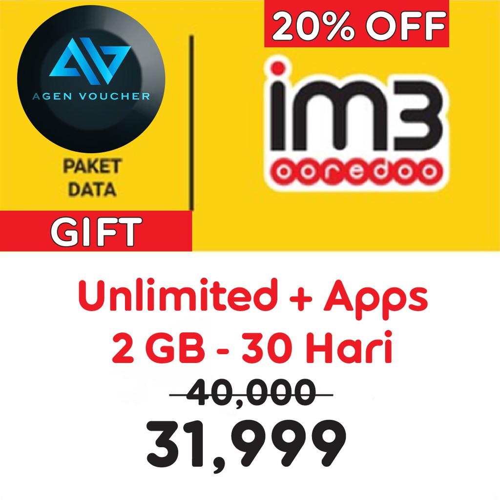 Jual Gift Paket Data Indosat UNLIMITED 2 GB + APPS , 30 hari , Gift ...