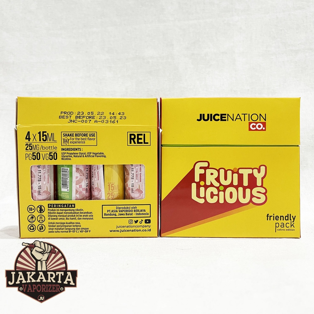 Jual [SALT] FRUITYLICIOUS FRIENDLY PACK 15ML X 4PCS 25MG BY JUICENATION ...