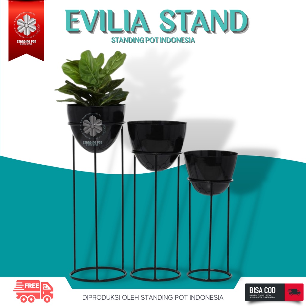 Jual Standing Pot Besi 1 Set 3 Pcs Minimalis Stand Plant Flower Rak ...