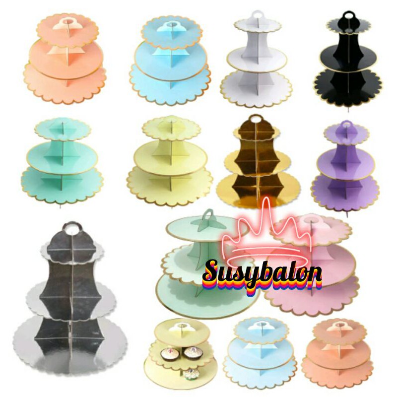 Jual Stand cup cake 3 tier /tempat cup cake polos/ stand cake happy birthday/standing cup cake ...