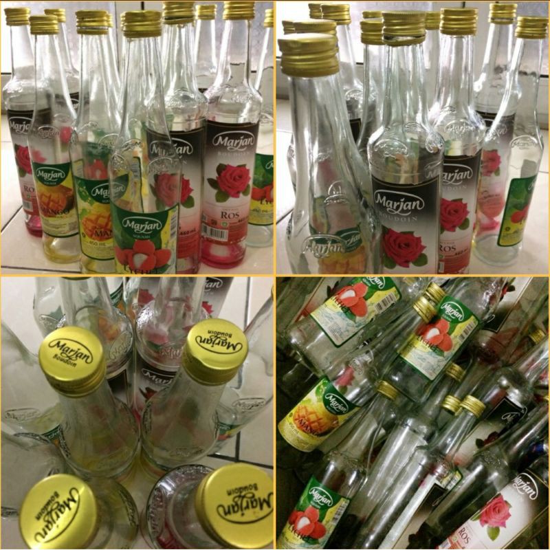 Jual Botol kaca bekas sirup Marjan 460/450 ml lengkap dengan tutupnya ...