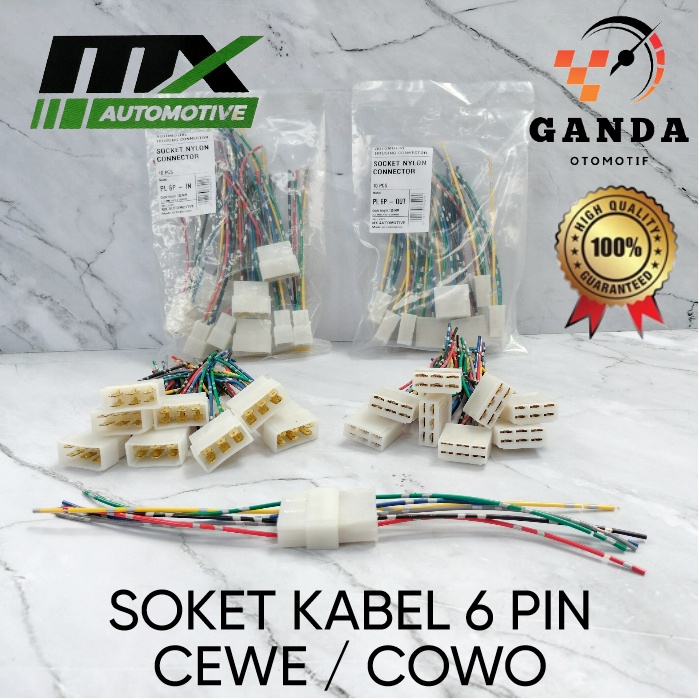 Jual SOCKET / SOKET SAMBUNG KABEL 6 PIN BESAR + KABEL BINTIK | Shopee ...