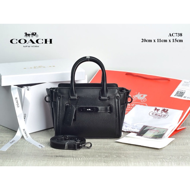 Jual Tas Coach Swagger 20 Satchel Pebbled Leather Mini HITAM | Shopee ...