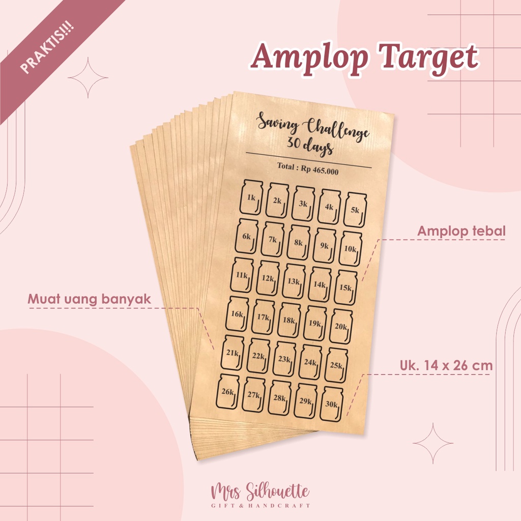 Jual AMPLOP TARGET / SAVING CHALLENGE / MENABUNG / TABUNGAN / 30 HARI ...