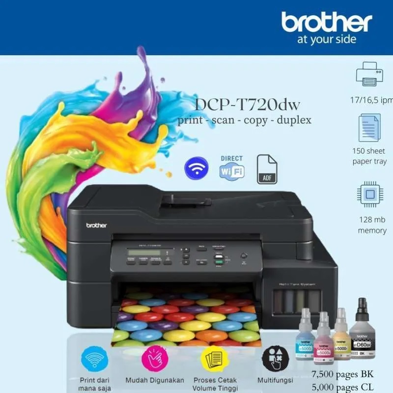 Jual Printer Brother DCP T720DW All In One Ink Tank Wireless ADF Kertas F4 | Shopee Indonesia